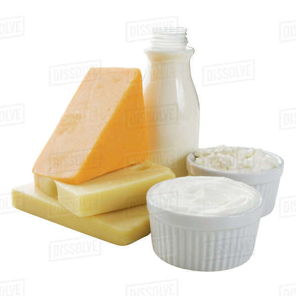Close up of milk, cheese and dairy products - Stock Photo - Dissolve