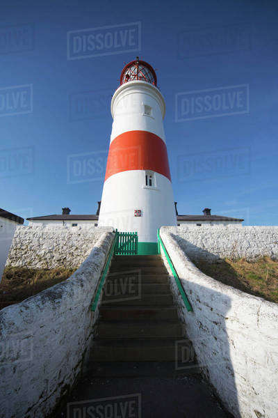 Souter point lighthouse;Marsden south tyneside tyne and wear england - Stock Photo - Dissolve