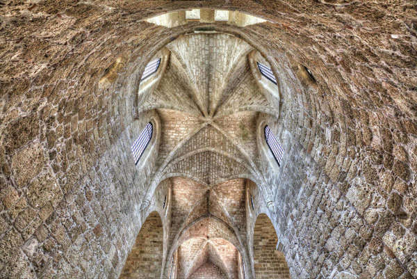 Interior of Our Lady of the Castle Church (Byzantine Art Museum), Old Town of Rhodes in Greece ...