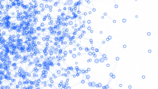 Cloud network abstract blue background animation. Digital data nodes and connection paths within ...