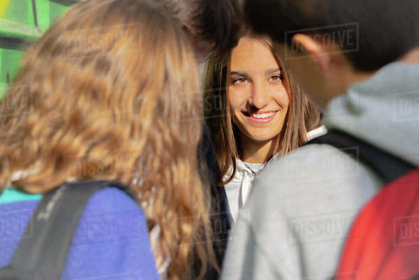 Close-up of girl looking at her friends - Royalty-free Stock Photo ...