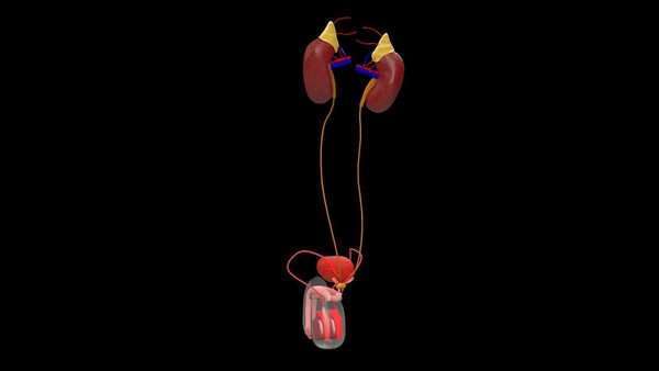 Animation of the male urinary system. HD contains a transparent alpha ...