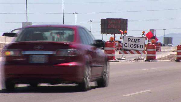 Ramp Closed Road Sign Block Entry To A Freeway; Flashing Detour Sign In ...