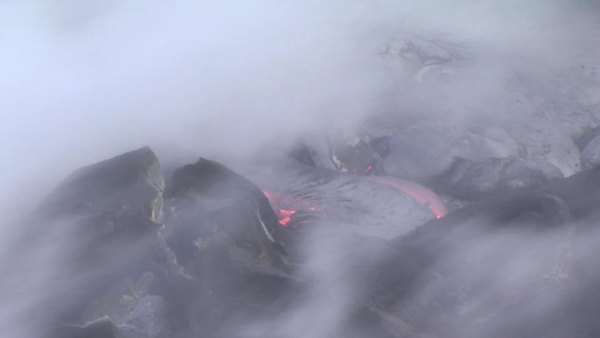 Volcano Summit Filled With Hot Molten Lava - Stock Video Footage - Dissolve