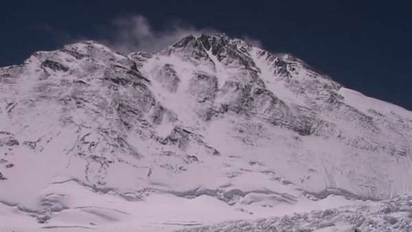 Mt. Everest pinnacles with the summit hiding in the background - Stock ...
