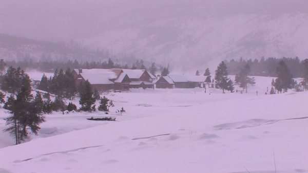 Yellowstone Lodge is in the distance of this dead of winter shot in ...