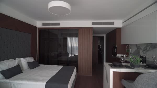 Resort Modern luxury studio apartment tour, showcasing plush interiors ...