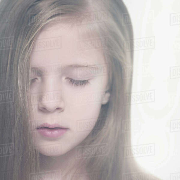 Portrait of girl with her eyes closed - Royalty-free Stock Photo | Dissolve