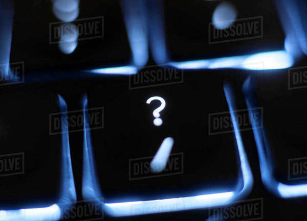 Illuminated question mark key on keyboard - Royalty-free Stock Photo ...