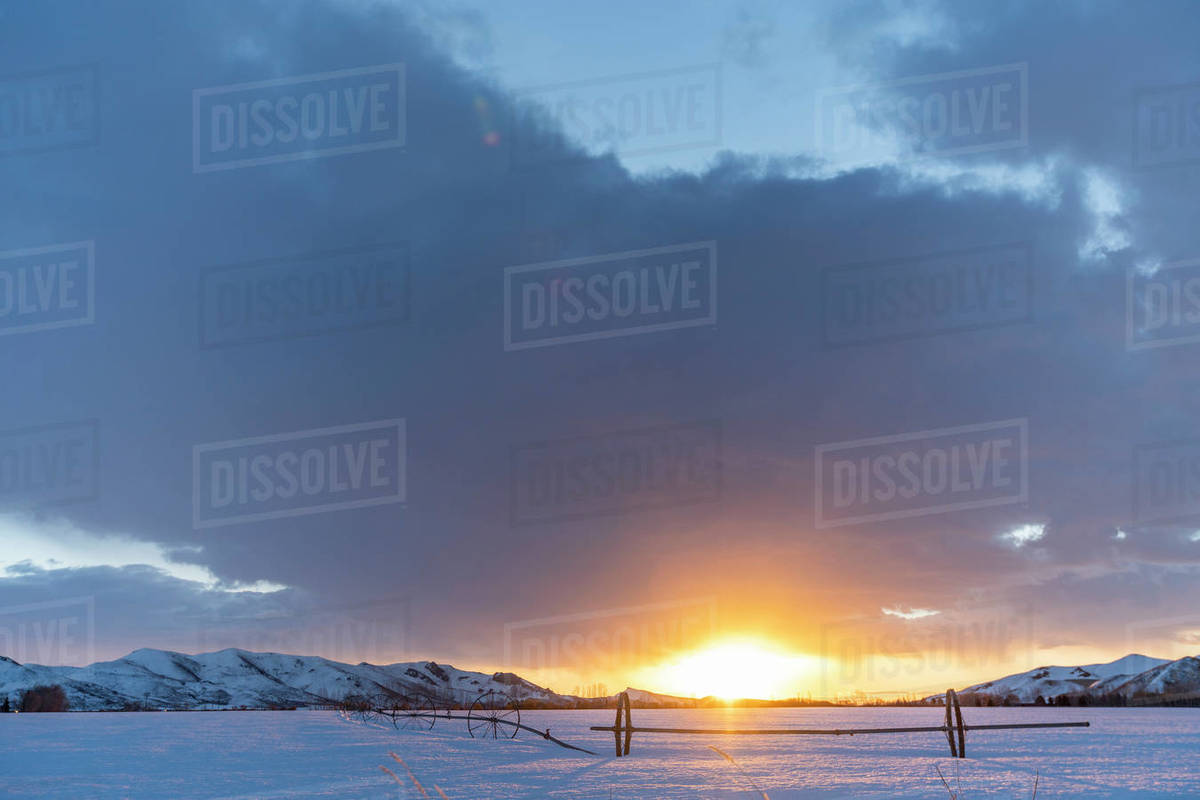 Snowy field at sunrise - Royalty-free Stock Photo | Dissolve