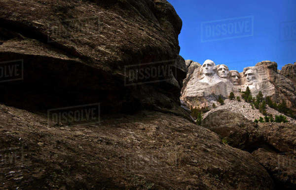 USA, South Dakota, Mount Rushmore, Rocks and boulders next to Mount ...