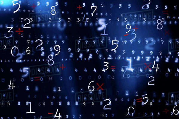 Numbers on blue background - Stock Photo - Dissolve