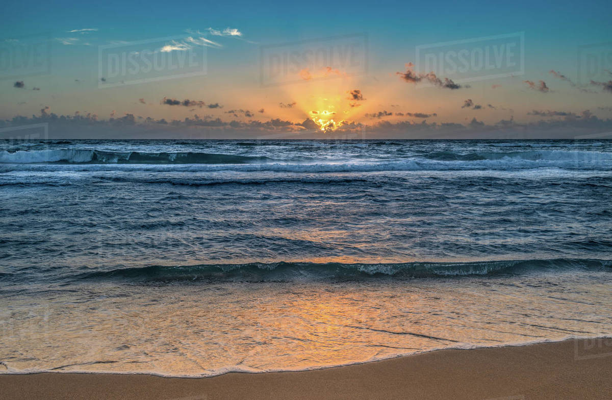 United States, Florida, Boca Raton, Beach and sea at sunset - Stock ...