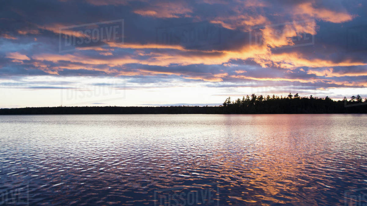 Usa, Maine, Cooper, Sunset at Cathance Lake - Stock Photo - Dissolve