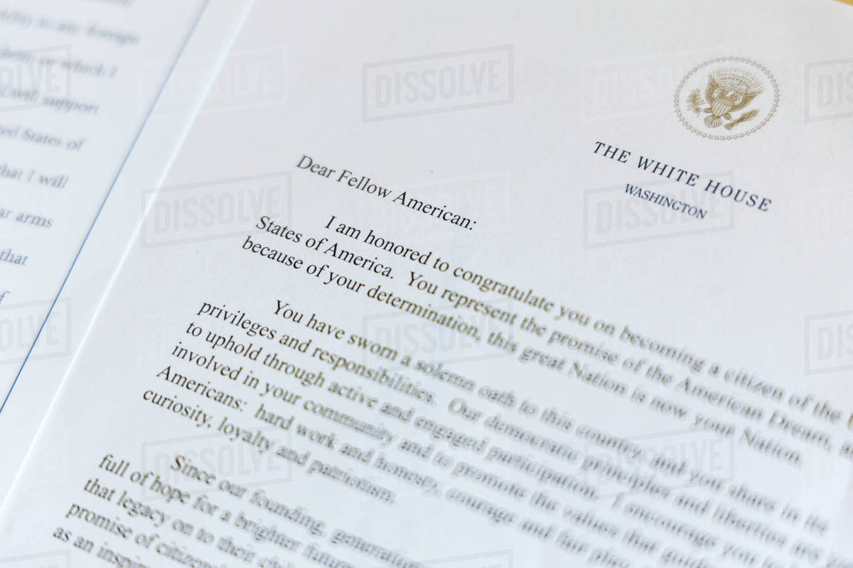 US citizenship welcome letter from President - Royalty-free Stock Photo ...