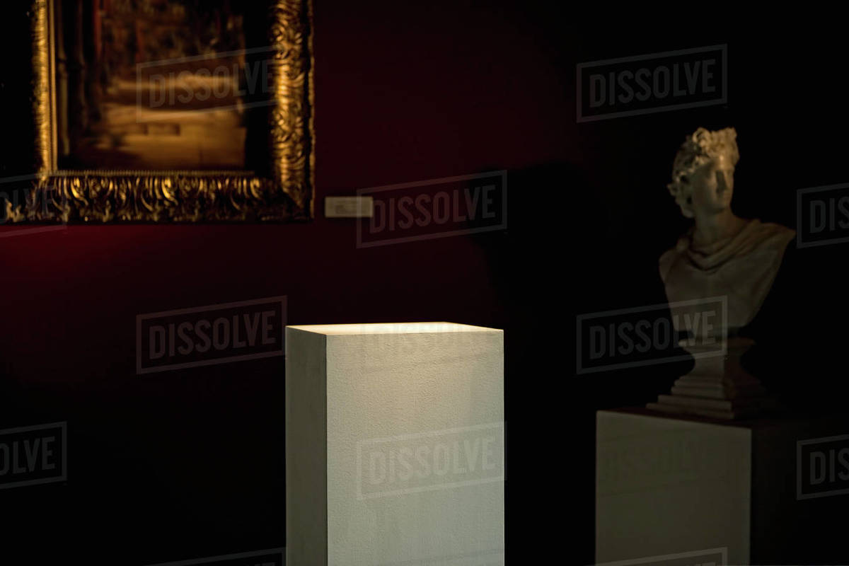 Interior of art museum at night - Stock Photo - Dissolve