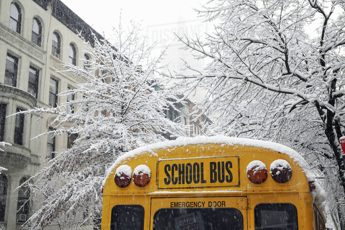 View of school bus at winter - Royalty-free Stock Photo | Dissolve