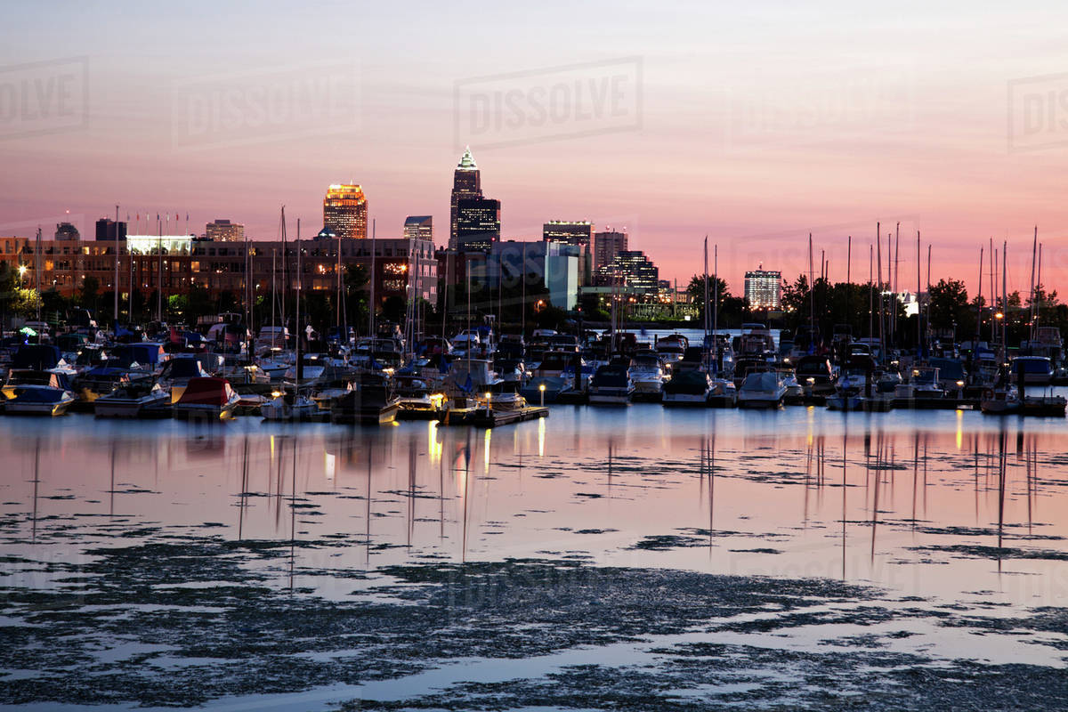 Cityscape and marina seen from lake Erie - Royalty-free Stock Photo ...