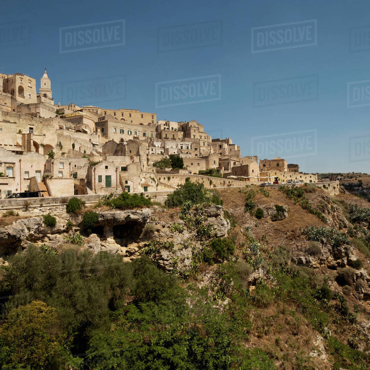 Italy, Basilicata, Matera, View of medieval town - Stock Photo - Dissolve