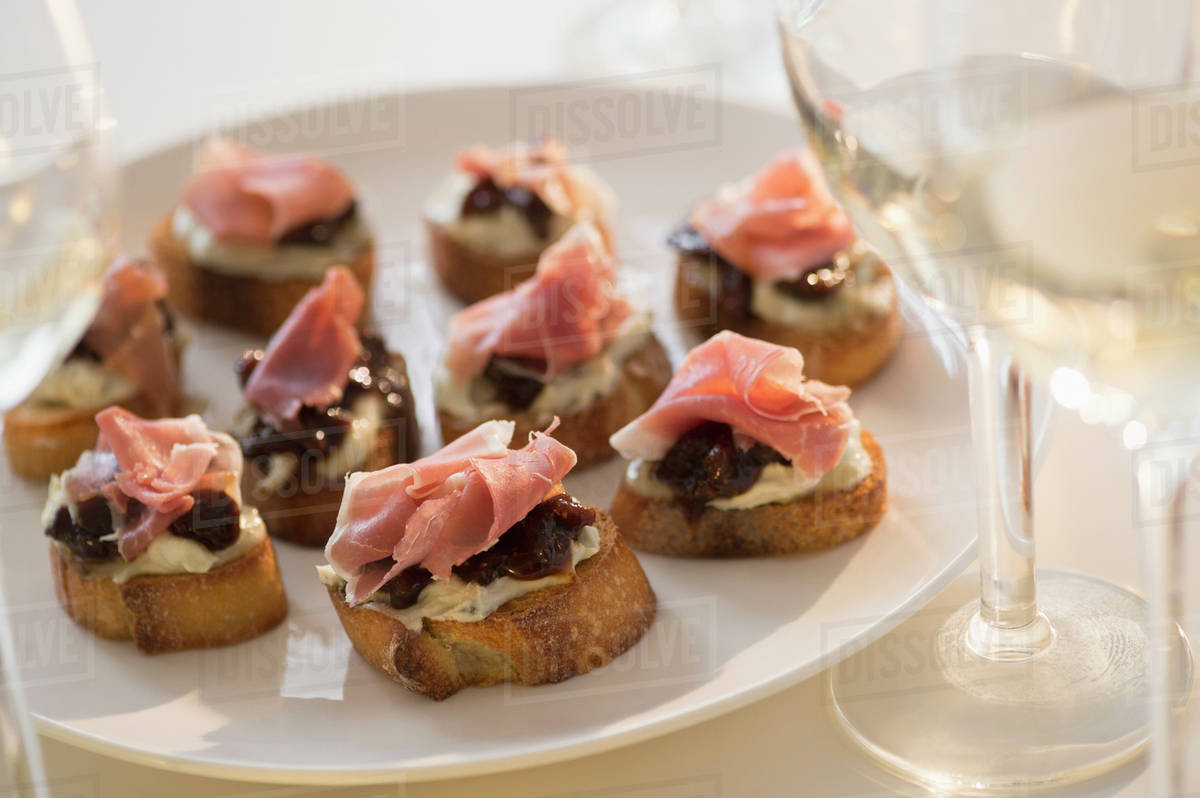 Studio Shot of canapes on plate - Royalty-free Stock Photo | Dissolve