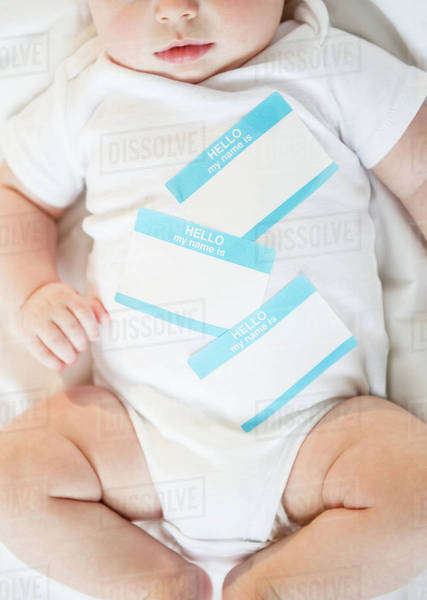 Identity labels belly of baby boy (2-5 months) - Royalty-free Stock ...