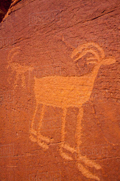 USA, Utah, Native American art on stone wall - Royalty-free Stock Photo ...
