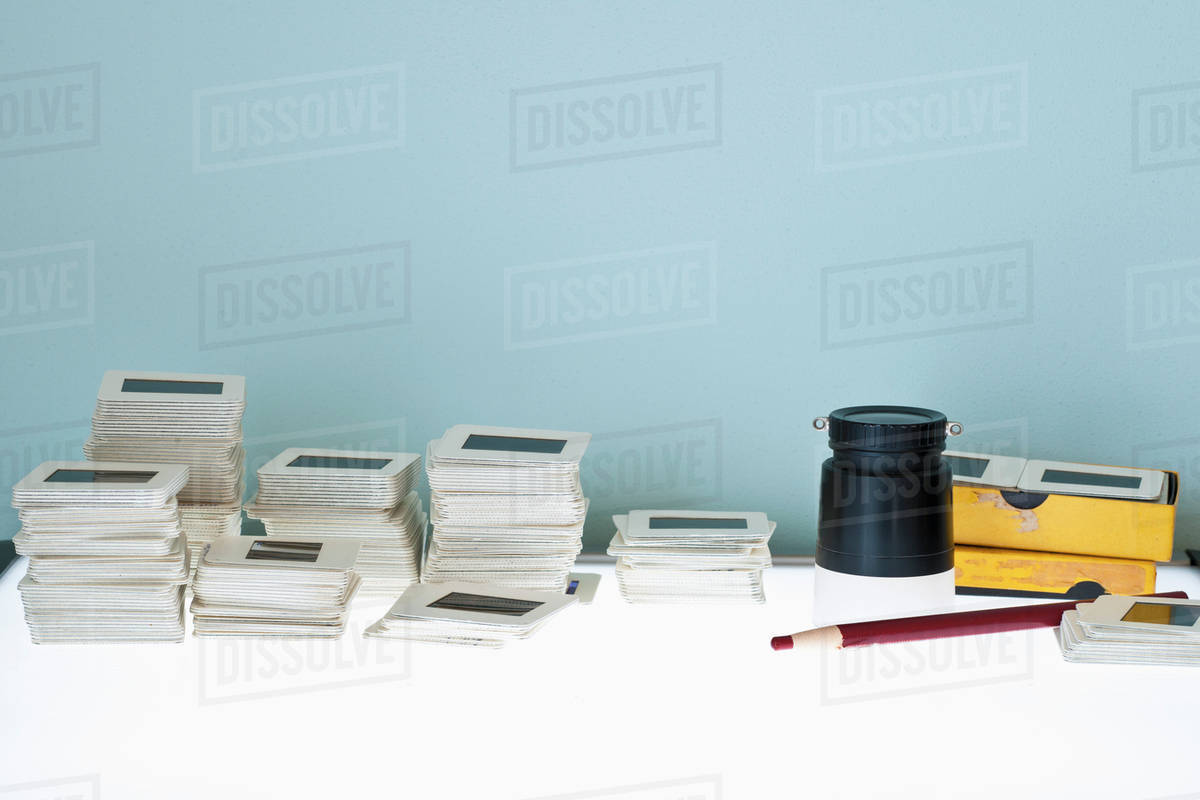 Close up of slides on light box - Royalty-free Stock Photo | Dissolve