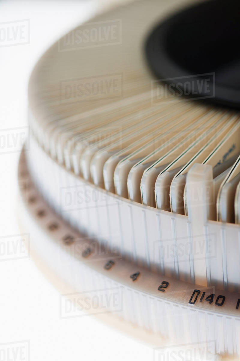 Close up of slides and on round slide tray - Royalty-free Stock Photo ...