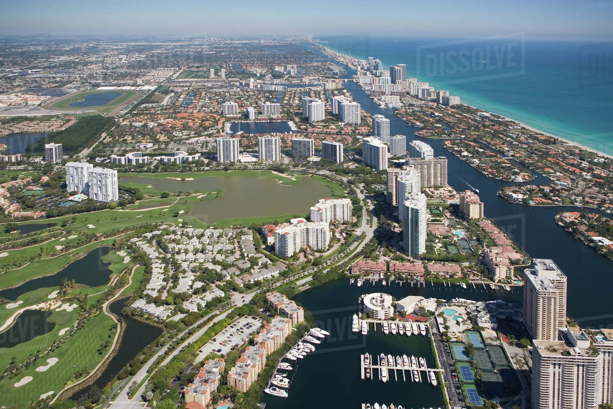 USA, Florida, Miami cityscape as seen from air - Royalty-free Stock ...
