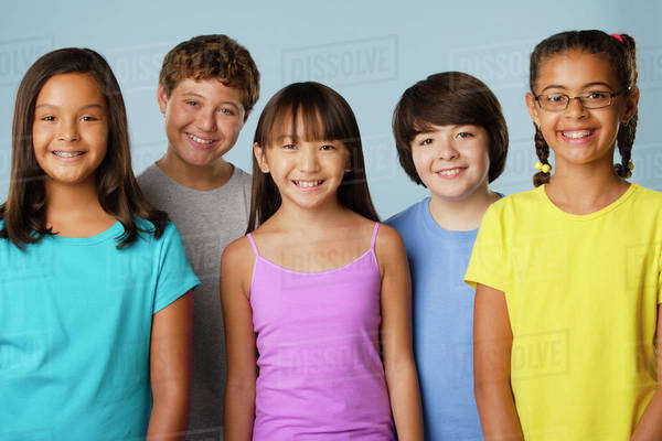 Studio portrait of children (10-11, 12-13) - Royalty-free Stock Photo ...