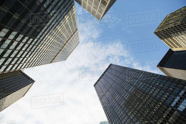 Close up of modern architecture from upward view - Stock Photo - Dissolve