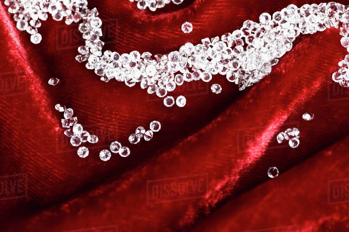 Diamonds on red velvet - Royalty-free Stock Photo | Dissolve