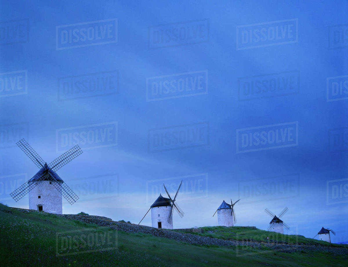 Row of windmills - Stock Photo - Dissolve