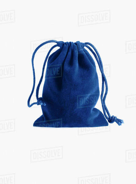 Blue drawstring bag - Stock Photo - Dissolve