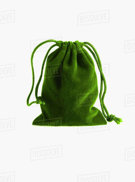 Green drawstring bag - Stock Photo - Dissolve