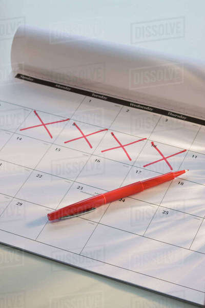 Close up calendar with days marked off - Royalty-free Stock Photo ...