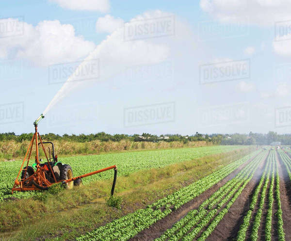 Tractor watering field, Florida, United States - Royalty-free Stock ...