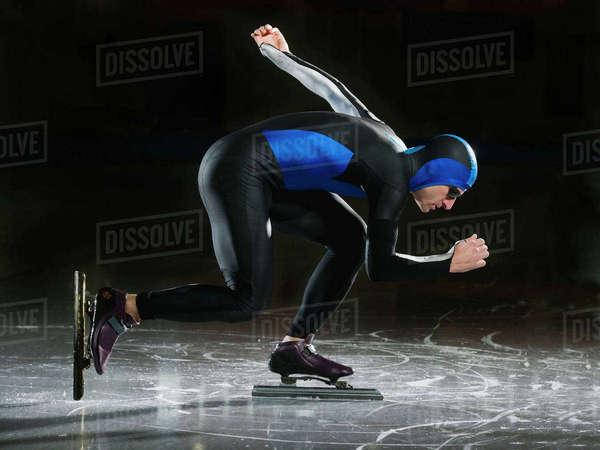 Male speed skater on ice - Stock Photo - Dissolve
