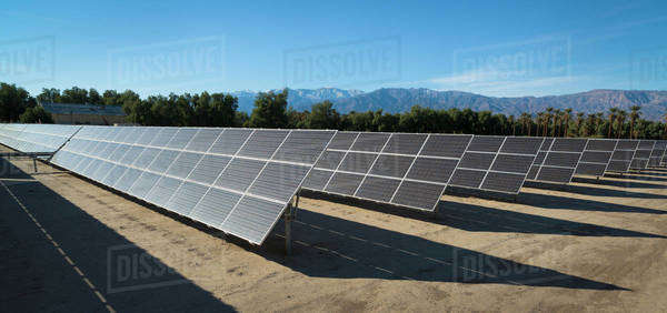 Solar panels on desert - Royalty-free Stock Photo | Dissolve