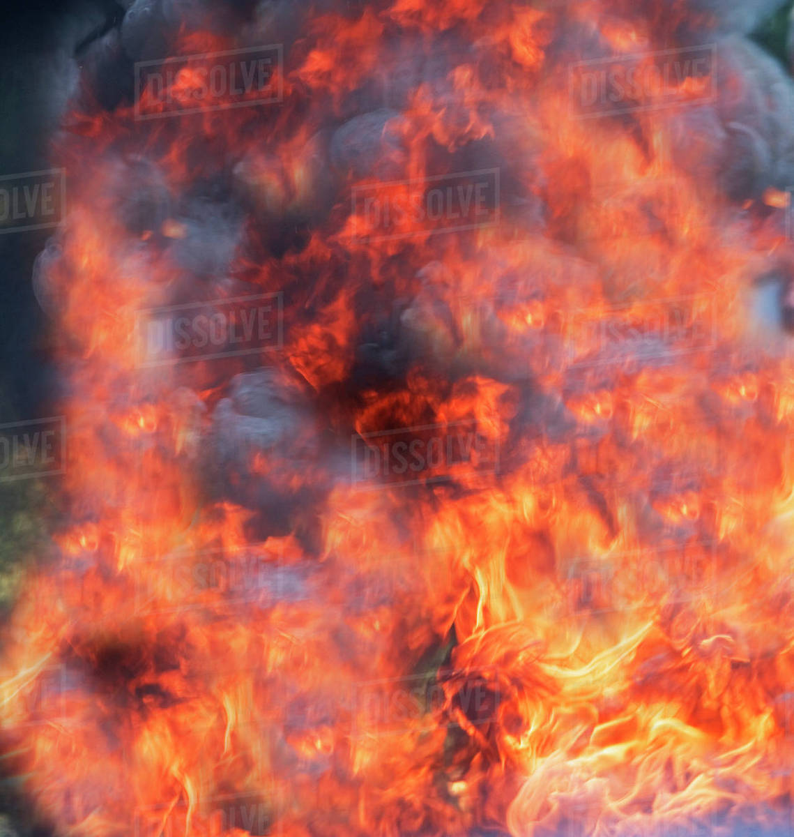 Full frame view of fire and smoke - Stock Photo - Dissolve