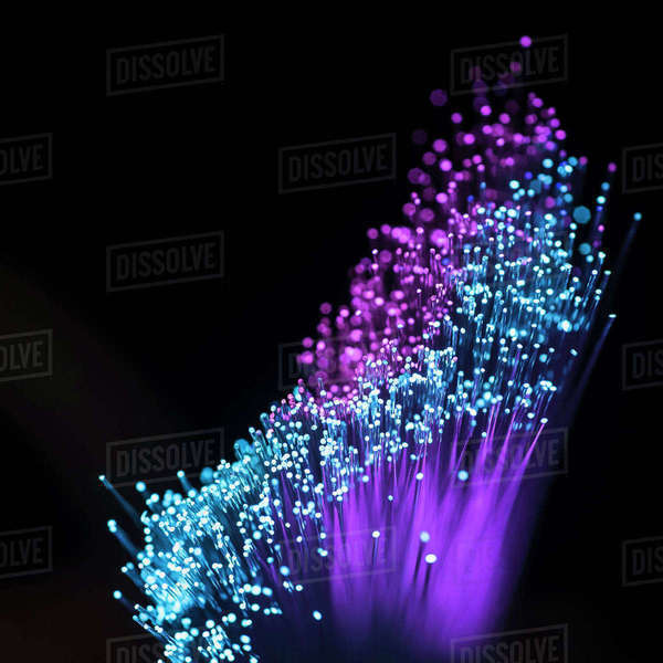 Bunch of glowing blue and purple fiber optic cables - Royalty-free ...