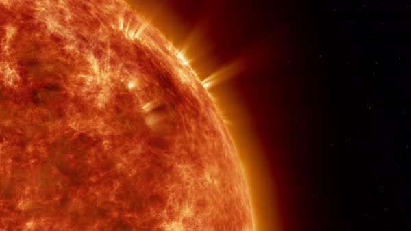 Earth's sun in space. Artistic concept 3D animation as close shot ...