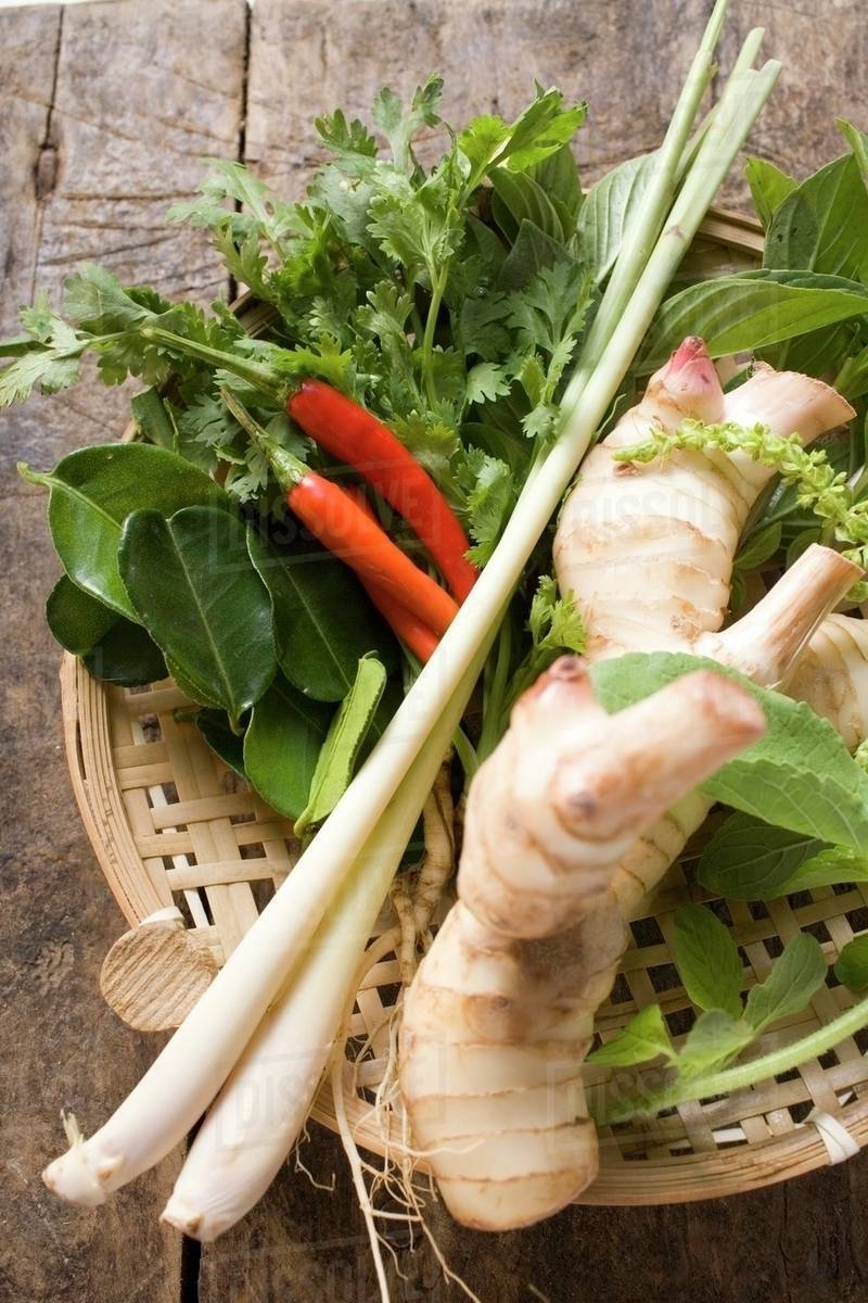 Fresh Thai herbs and spices in basket - Royalty-free Stock Photo | Dissolve