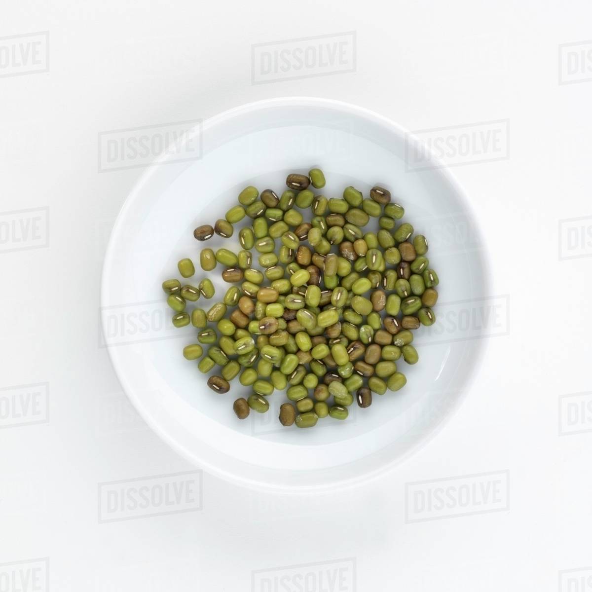 A plate of green mungo beans, seen from above - Royalty-free Stock ...