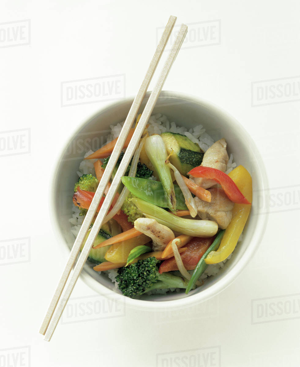Chicken and Vegetable Stir Fry Over Rice - Royalty-free Stock Photo ...