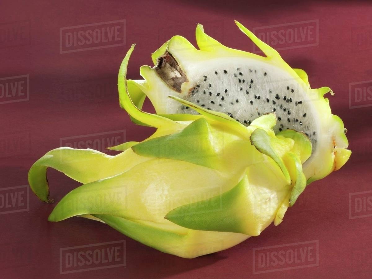 Yellow pitahaya, halved - Royalty-free Stock Photo | Dissolve