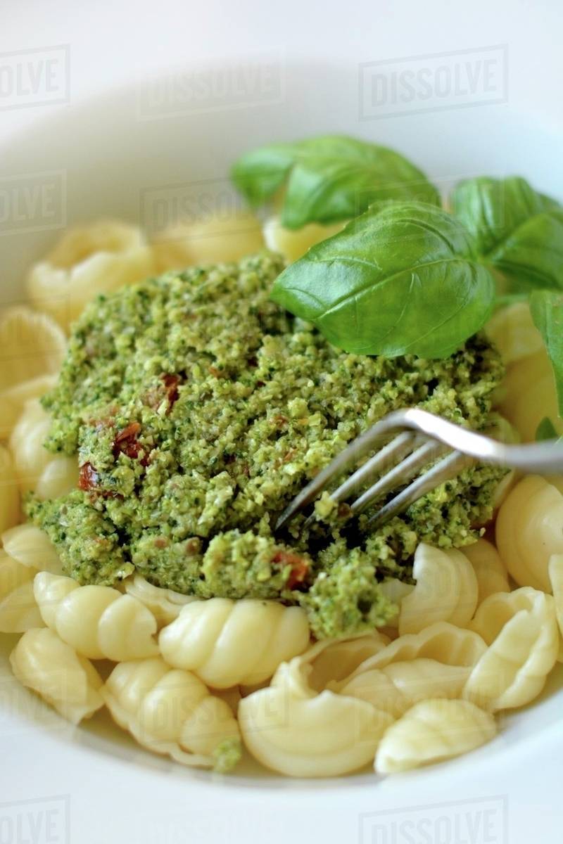Shell pasta with broccoli pesto - Royalty-free Stock Photo | Dissolve