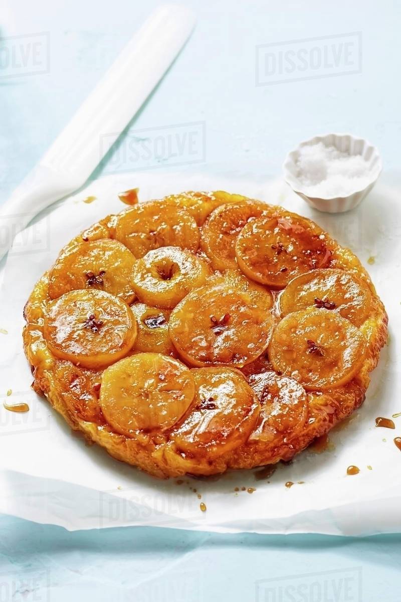 Tarte Tatin caramelized upside-down apple tart - Stock Photo - Dissolve