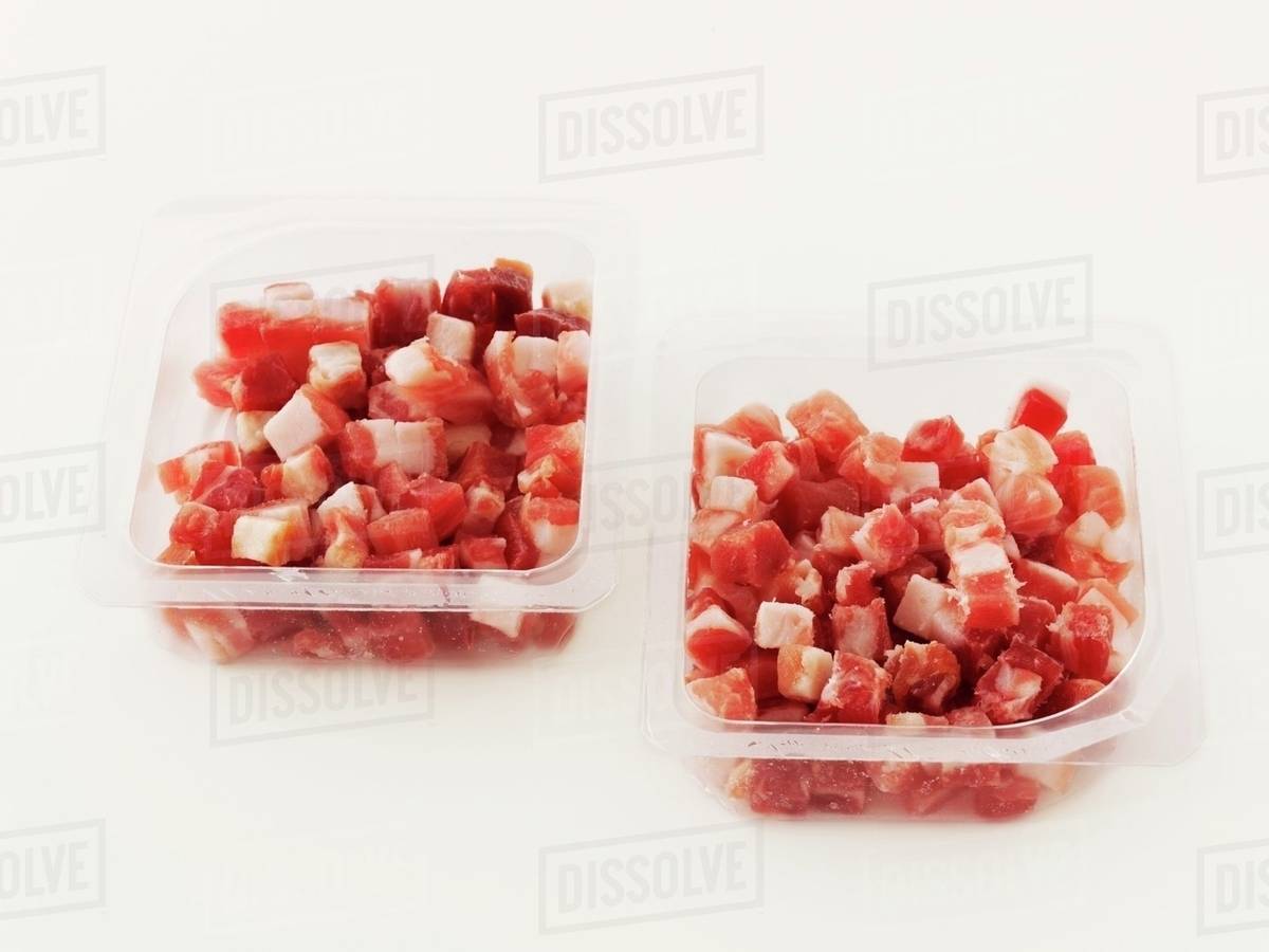 Diced Pancetta in plastic packaging - Royalty-free Stock Photo | Dissolve