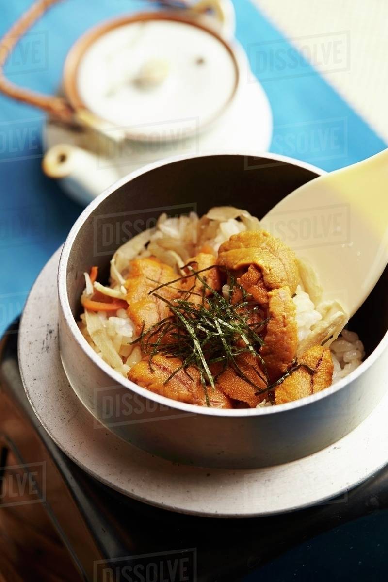 A sea urchin on steamed rice (Japan) - Royalty-free Stock Photo | Dissolve